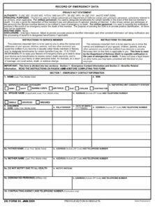 DD Form 93 – Record of Emergency Data - DD Forms