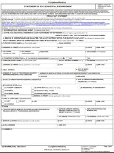 DD Form 2088 – Statement of Ecclesiastical Endorsement - DD Forms