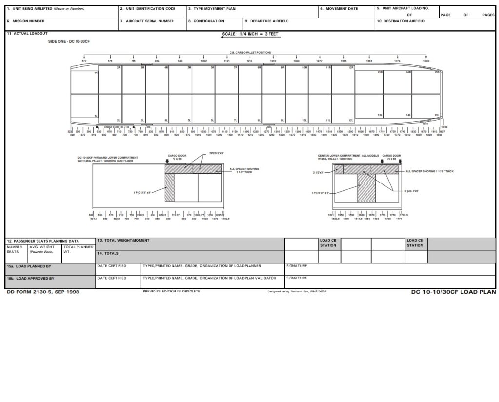 DD Form 2130-5 – DC 10-10/30CF Load Plan - DD Forms