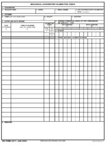 DD Form 2217 – Biological Audiometer Calibration Check - DD Forms