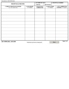 DD Form 2262 – Receptacle Record - DD Forms