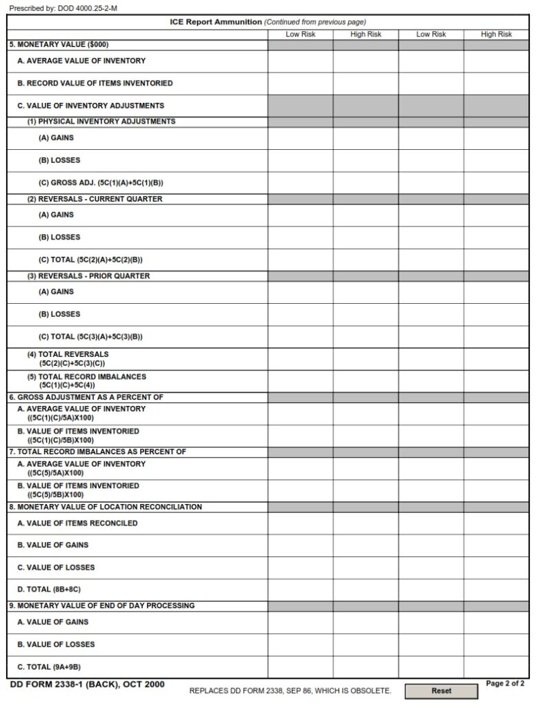 DD Form 2338-1 – Inventory Control Effectiveness (ICE) Report ...