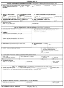 DD Form 2341 – Report of Animal Bite – Potential Rabies Exposure - DD Forms