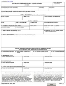 DD Form 2357 – Hazardous Component Safety Data Statement (HCSDS) - DD Forms