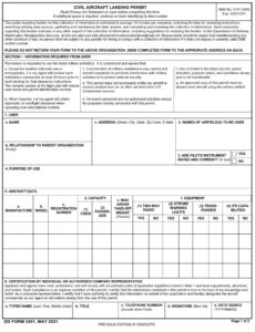 DD Form 2401 – Civil Aircraft Landing Permit - DD Forms
