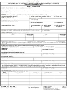 DD Form 2461 – Authorization for Emergency Evacuation Advance and ...