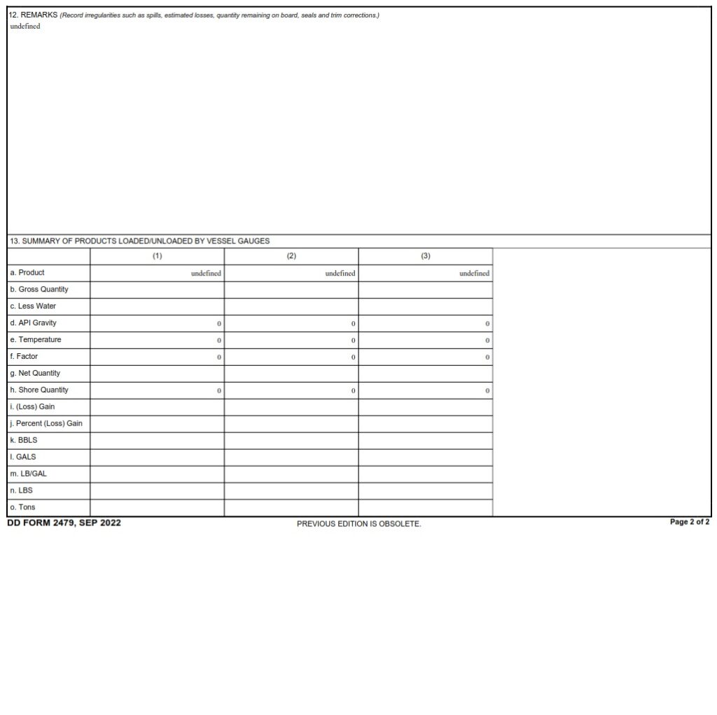 DD Form 2479 – Barge Ullage - DD Forms