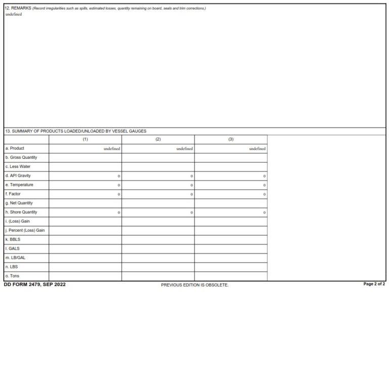 DD Form 2479 – Barge Ullage - DD Forms