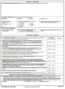 DD Form 2535 – Request for Military Aerial Support - DD Forms
