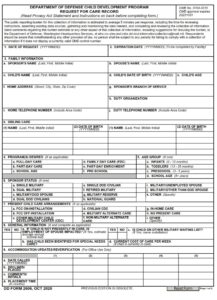 DD Form 2606 – Department of Defense Child Development Program Request ...