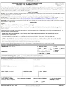 DD Form 2656-10 – Survivor Benefit Plan (SBP) / Reserve Component (RC ...