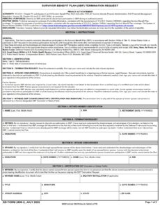 DD Form 2656-2 – Survivor Benefit Plan (SBP) Termination Request - DD Forms