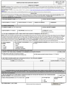 DD Form 2656-7 – Verification for Survivor Annuity - DD Forms
