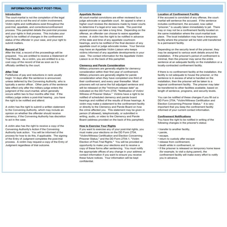 DD Form 2703 – Post-Trial Information for Victims and Witnesses of ...