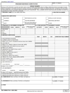 DD Form 2710-1 – Prisoner Sentence Computation - DD Forms