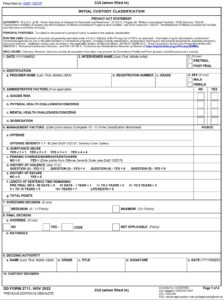 DD Form 2711 – Initial Custody Classification - DD Forms