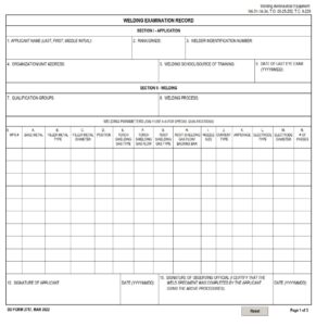 DD Form 2757 – Welding Examination Record - DD Forms