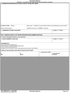 DD Form 2873-1 – Cancellation of Military Protection Order (MPO) - DD Forms
