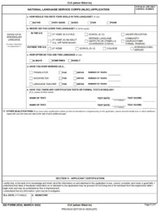 DD Form 2932 – National Language Service Corps (NLSC) Application - DD ...
