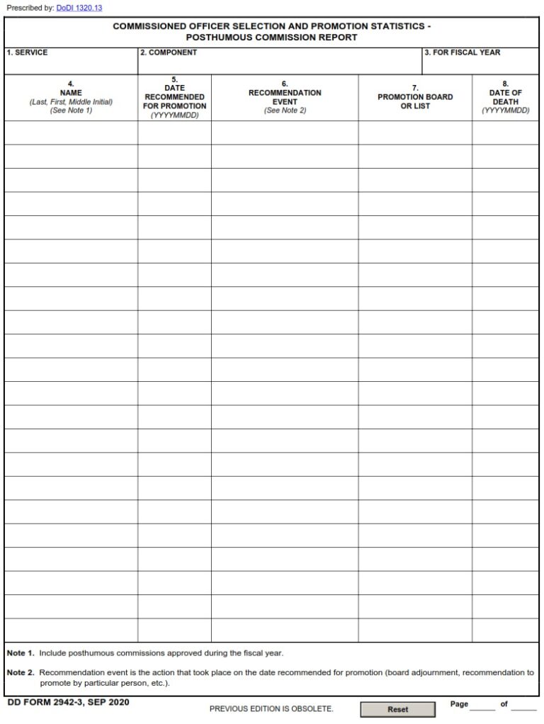 DD Form 2942-3 – Commissioned Officer Selection and Promotion ...