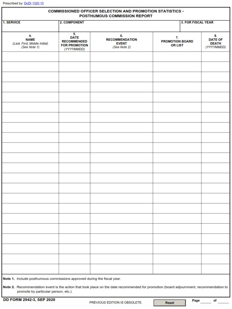 DD Form 2942-3 – Commissioned Officer Selection and Promotion ...