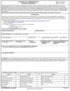 DD Form 2957 – Vietnam War Commemoration After-Action Report - DD Forms