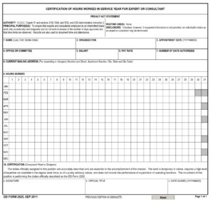DD Form 2525 – Certification of Hours Worked in Service Year for Expert ...