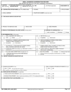 DD Form 2579 – Small Business Coordination Record - DD Forms