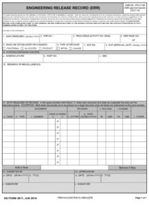 DD Form 2617 – Engineering Release Record (ERR) (Instructions) - DD Forms