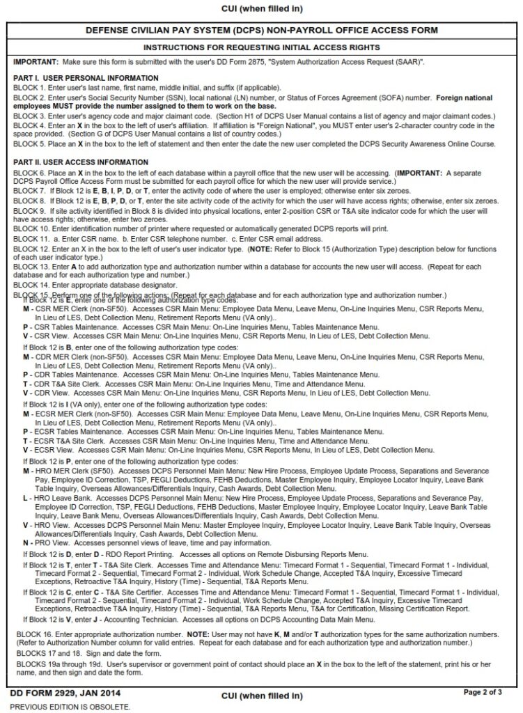 DD Form 2929 – Defense Civilian Pay System (DCPS) Non-Payroll Office ...