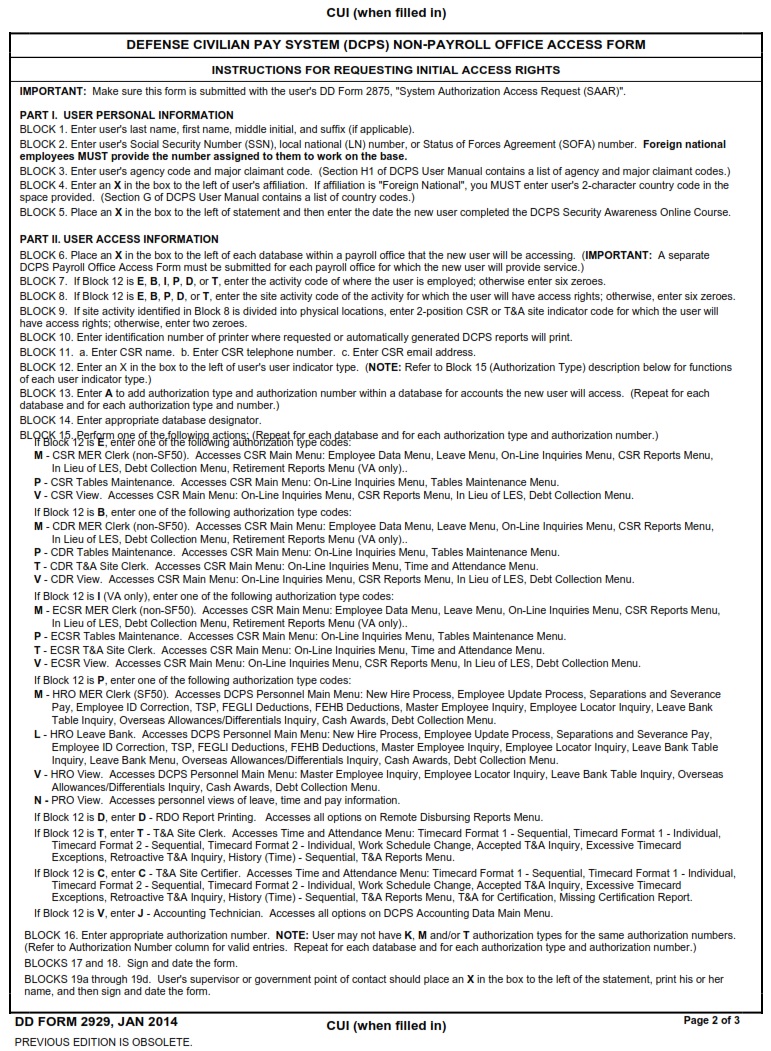 DD Form 2929 Defense Civilian Pay System DCPS Non Payroll Office DD Form 2929 Defense Civilian Pay System DCPS Non Payroll Office