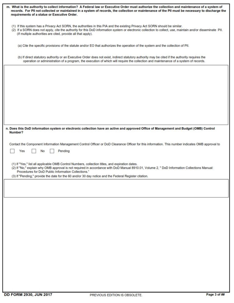 DD Form 2930 – Privacy Impact Assessment (PIA) - DD Forms