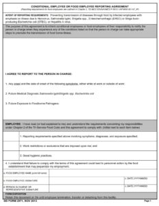 DD Form 2971 – Conditional Employee or Food Employee Reporting ...