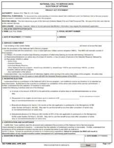 DD Form 2863 – National Call to Service (NCS), Election of Options - DD ...