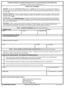 DD Form 2866 – Retiree Change of Address Request/State Tax Withholding ...