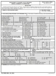 DD Form 2884 – DoD Youth Program Annual Summary of Operations - DD Forms