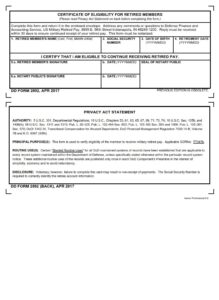 DD Form 2892 – Certificate of Eligibility for Retired Members - DD Forms