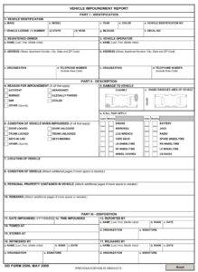 DD Form 2506 – Vehicle Impoundment Report - DD Forms