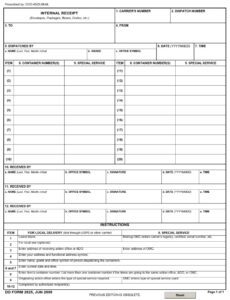 DD Form 2825 – Internal Receipt - DD Forms
