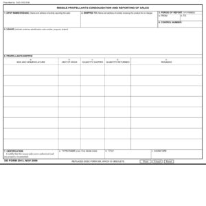 DD Form 2913 – Missile Propellants Consolidation and Reporting of Sales ...