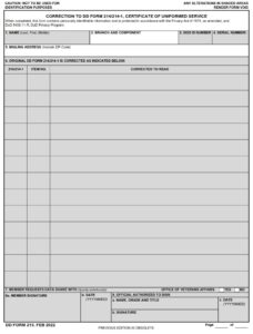 DD Form 215 – Correction to DD Form 214/214-1, Certificate of Uniformed ...
