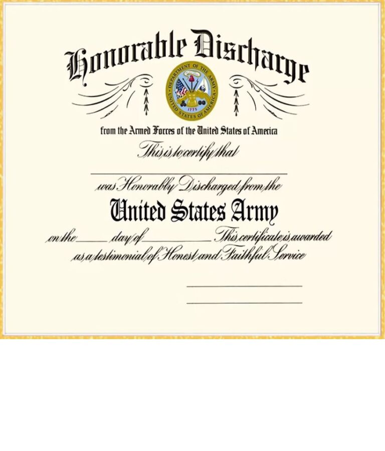 DD Form 256 – Honorable Discharge Certificate - DD Forms