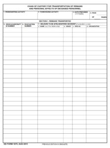 DD Form 1075 – Chain of Custody for Transportation of Remains and ...