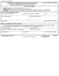 DD Form 1853 – Verification of Reserve Status for Travel Eligibility ...