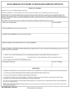DD Form 2058-2 – Native American State Income Tax Withholding Exemption ...