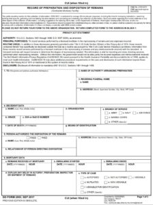DD Form 2062 – Record of Preparation and Disposition of Remains ...