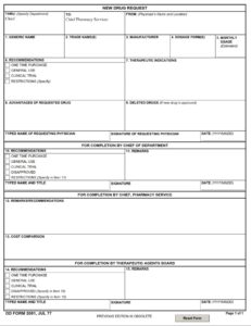 DD Form 2081 – New Drug Request - DD Forms