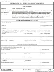 DD Form 2518 – Fulfillment of DoD Mandatory Training Requirement - DD Forms