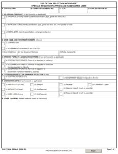 DD Form 2554-6 – Special Tooling Drawings and Associated Lists - DD Forms