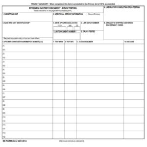 DD Form 2624 – Specimen Custody Document – Drug Testing - DD Forms